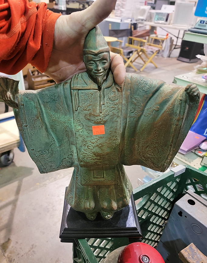 Even mysterious sculptures find sanctuary here, proving that art truly is in the eye of the beholder.