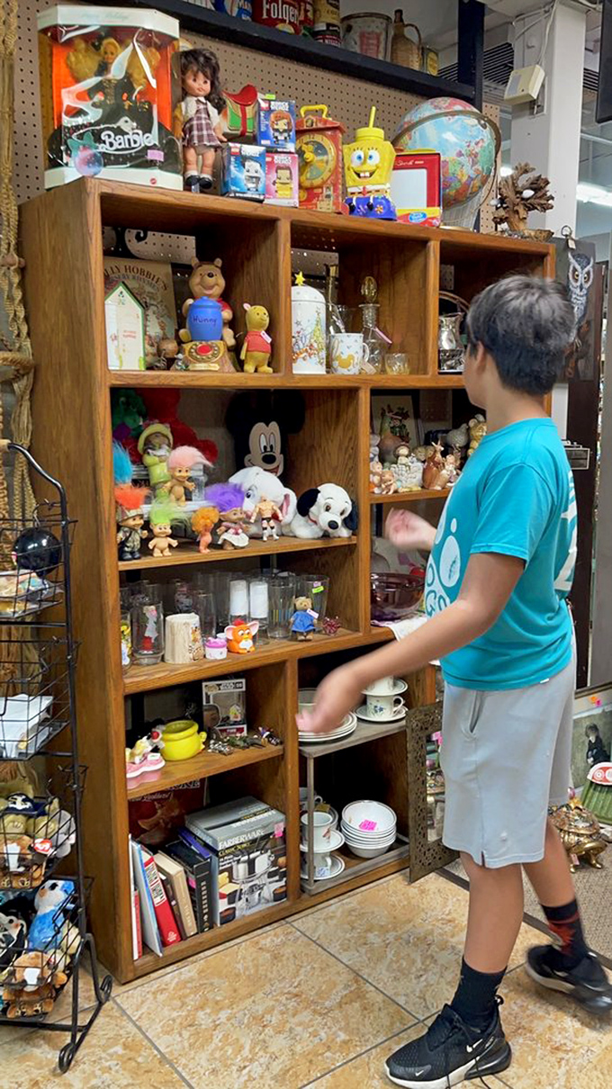 Childhood memories come alive in wooden shelves packed with beloved characters. That Winnie the Pooh might have witnessed more bedtime stories than your favorite librarian.