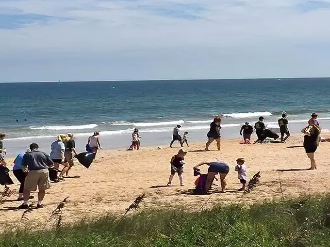Beach day democracy in action – everyone's equal when covered in sand and sunscreen.