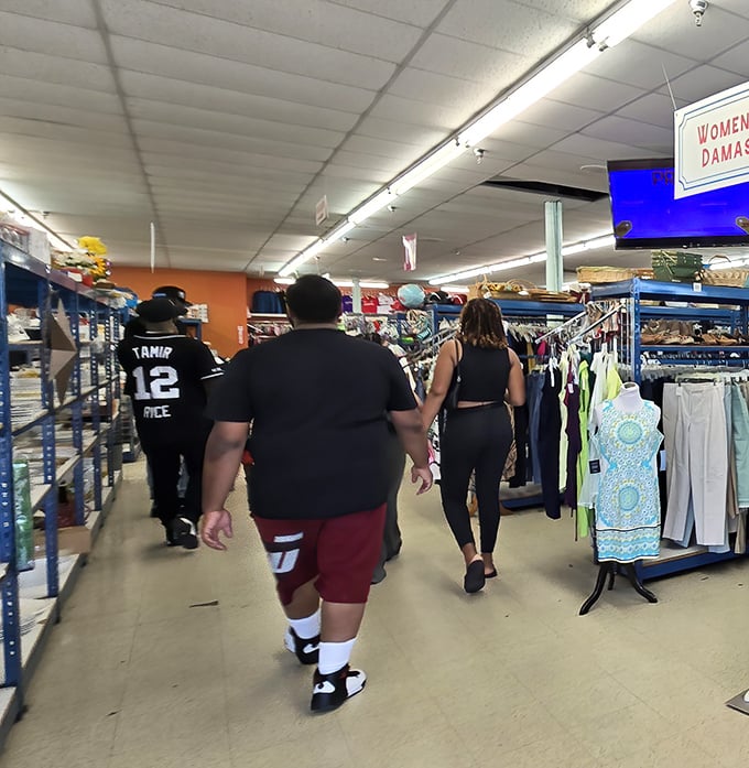 The true melting pot of America isn't political—it's the diverse crowd navigating these aisles, united by the universal language of "good deal."