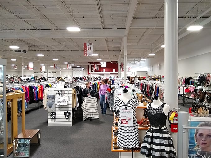 The women's clothing section—where fashion dreams don't require a second mortgage and style has no expiration date.