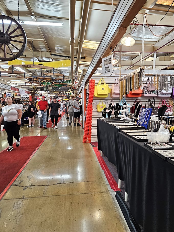 The indoor halls offer climate-controlled comfort for serious browsing, with jewelry displays catching the light and tempting passersby with sparkly possibilities.
