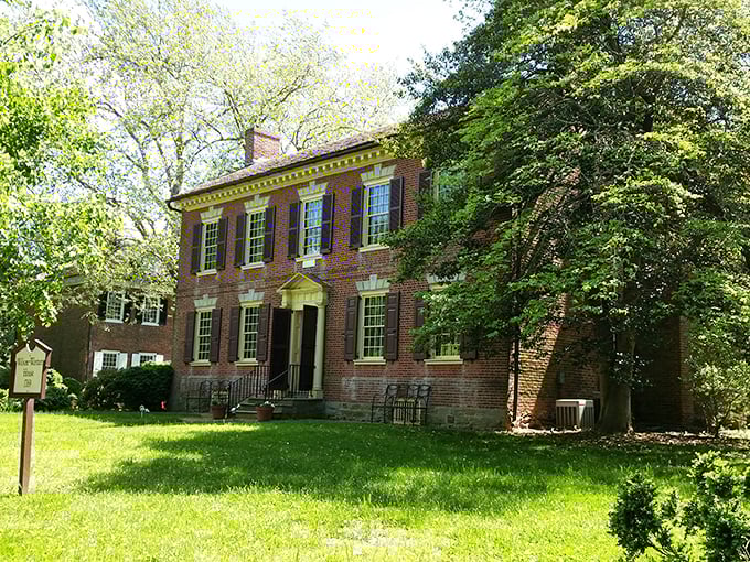 The Wilson-Warner House basks in spring sunshine, its brick façade and perfect symmetry showcasing Georgian architectural precision that would make Thomas Jefferson nod approvingly.