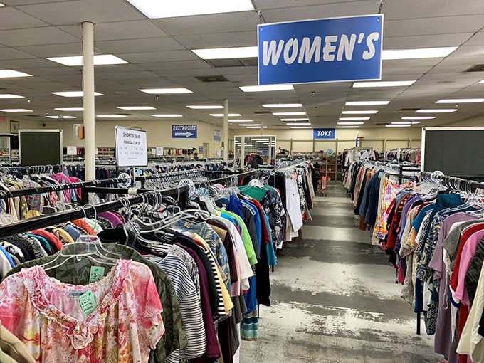 The women's clothing section is organized with military precision. Fashion forward without the forward-thinking prices.
