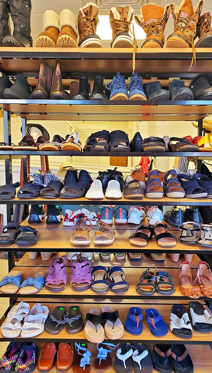 Footwear for days! Like a Cinderella story waiting to happen, these shelves hold the perfect pair for every Pennsylvania adventure.