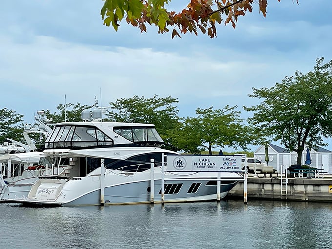 Not just boats, but floating summer dreams anchored in New Buffalo's harbor, where water-lovers gather to celebrate Michigan's maritime playground.