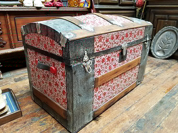 That vintage trunk has probably seen more of America than most of us – and carries the stories to prove it.