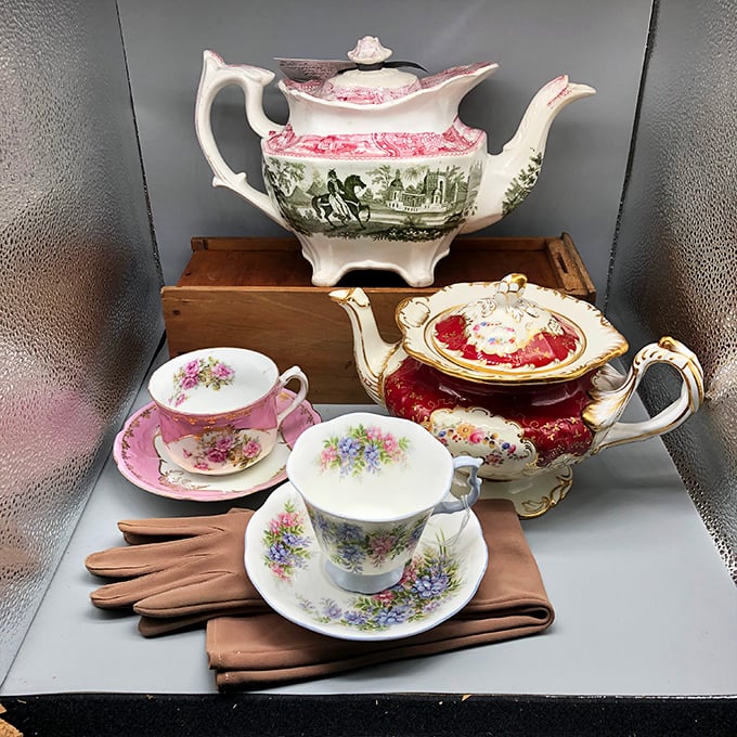 Delicate teacups and ornate teapots that have poured for generations – each chip and gilded edge tells a story of conversations long past.