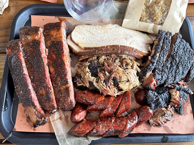Heaven on a tray—a barbecue sampler that turns decision-making anxiety into "I'll have one of everything" joy.