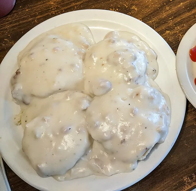 Behold the holy grail of Hoosier breakfasts—biscuits smothered in creamy sausage gravy. Not diet food, but worth every glorious calorie.