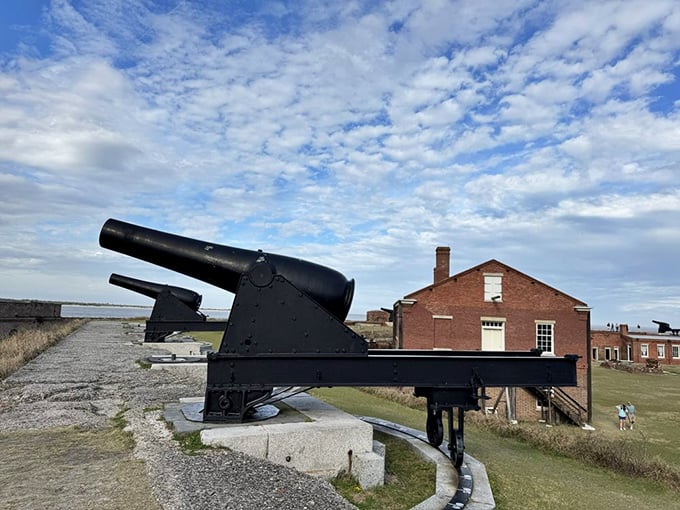 This cannon isn't just for show—it's a 19th-century technological marvel that could hurl projectiles with surprising accuracy across the water.