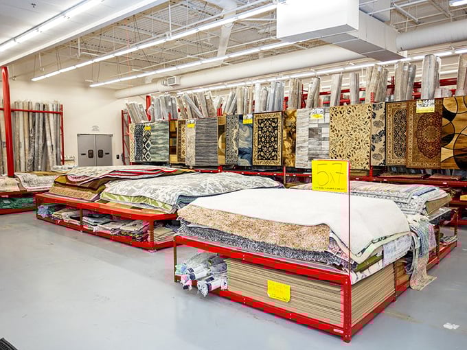 The rug section could furnish a palace without ransacking the royal treasury. Interior designers would either applaud your savvy or keep your secret.