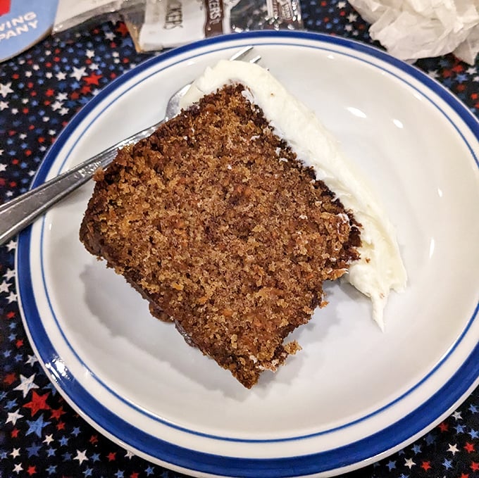 Not just dessert, but a slice of nostalgia—this carrot cake looks like it could win a blue ribbon at the county fair.