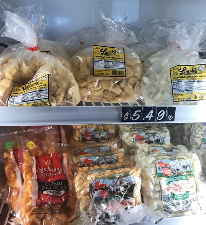 Wisconsin cheese curds – the state's unofficial currency. Fresh, squeaky, and ready to become the highlight of your road trip snacking.
