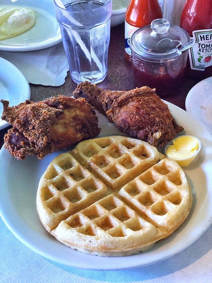 The chicken and waffle combo here isn't trendy—it's timeless. That perfect marriage of savory and sweet that makes breakfast feel like a celebration.