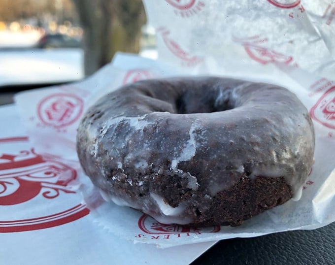 The chocolate glazed donut—proof that sometimes the classics endure for a reason. This isn't trendy food; it's timeless indulgence.