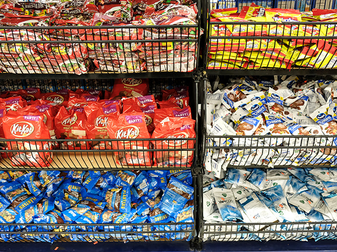 Candy heaven isn't just for kids. These bins of name-brand chocolates prove that sweet tooth satisfaction doesn't require a second mortgage.