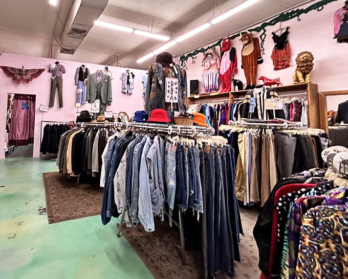 Denim heaven awaits the patient treasure hunter. These racks hold more fashion history than most museum exhibits—and you can actually wear it home.