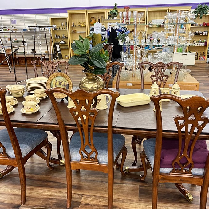 This elegant dining set isn't just furniture—it's a future family heirloom waiting for your Thanksgiving dinners and Sunday brunches.
