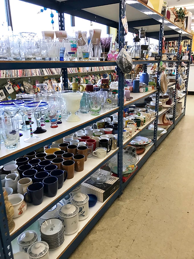 The furniture section—where family heirlooms and dorm room essentials sit side by side, each waiting for their second act.
