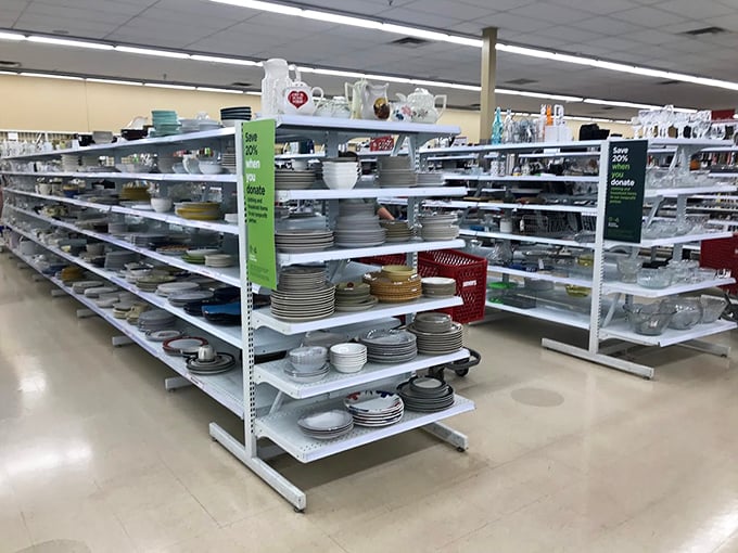 Dish-covery channel! From grandma's china to funky modern plates, this aisle is serving up style faster than you can say "dinner party."