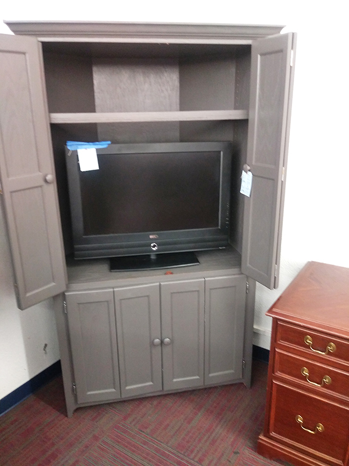 Entertainment cabinets with character—perfect for hiding your TV when you want to pretend you spend evenings reading classic literature instead.