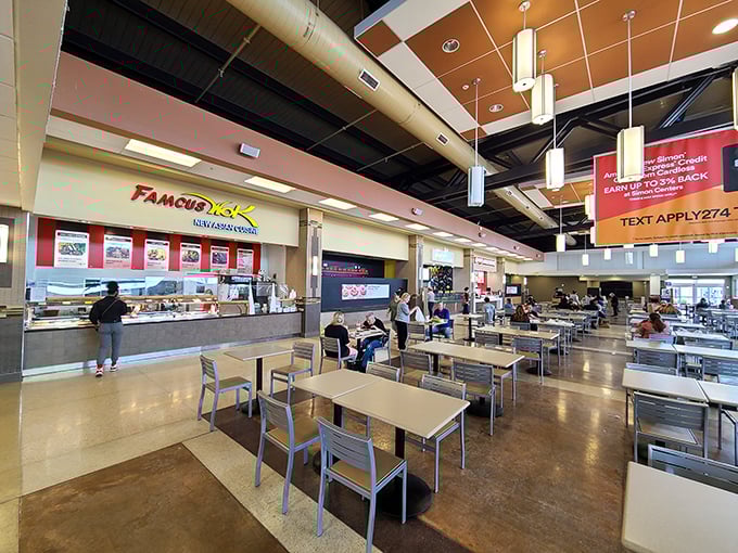 The food court offers a strategic refueling station where shoppers can plot their next retail maneuvers over quick bites.