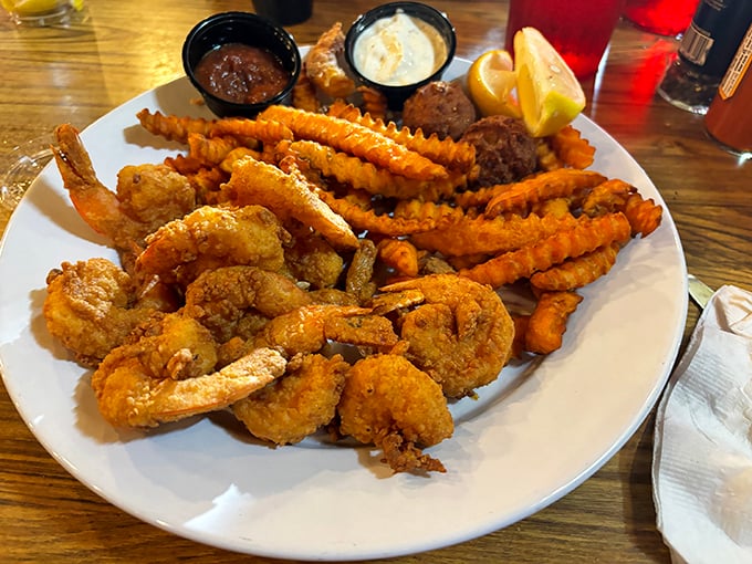 The seafood platter that answers the eternal question: "Why choose one fried delight when you can have them all?" Golden perfection on a plate.