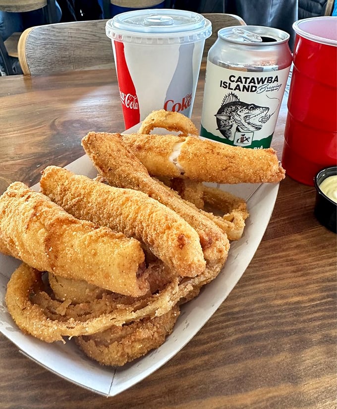 Golden treasures from Lake Erie's depths, these walleye fillets are the crispy ambassadors of Port Clinton's rightful claim to fish fame.