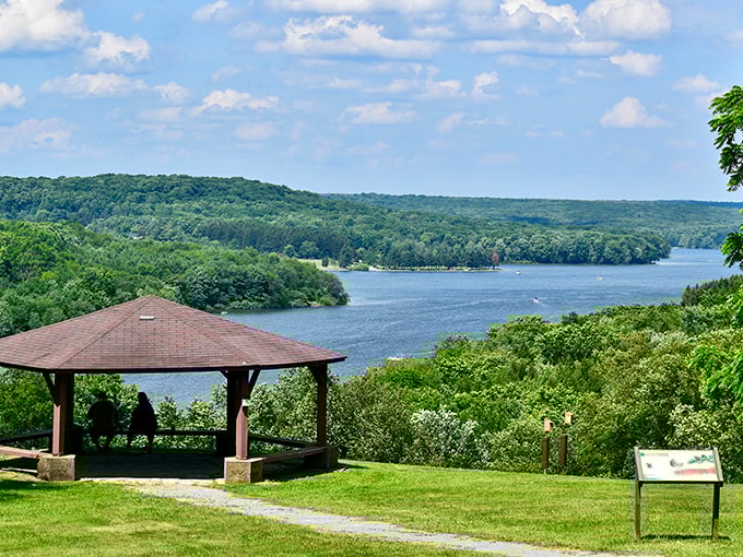 This gazebo isn't just a shelter—it's front-row seating to Pennsylvania's most spectacular water views, no ticket required.