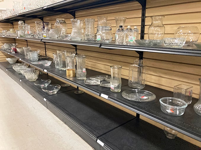 Crystal and glassware that would make your grandmother swoon, lined up like transparent soldiers awaiting your dinner party orders.