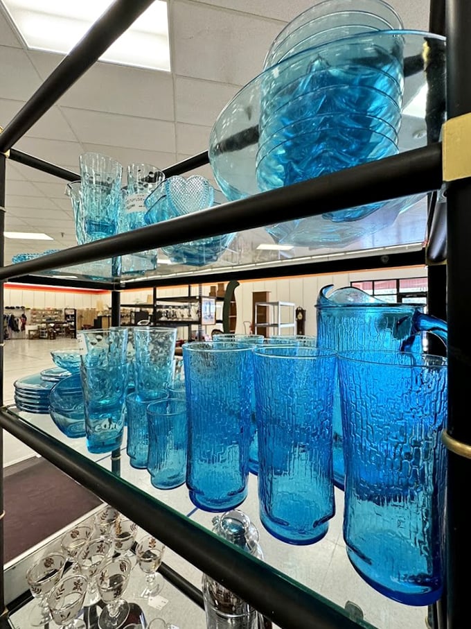 That distinctive blue glassware isn't just decorative – it's a conversation with your grandmother's kitchen from 1962.