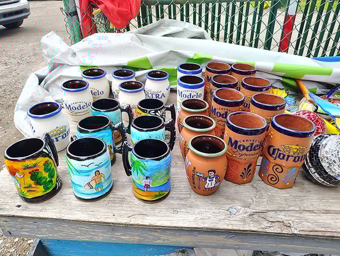 Upcycled beer cans transformed into colorful drinking vessels. Who knew your favorite cerveza could enjoy such an artistic afterlife?