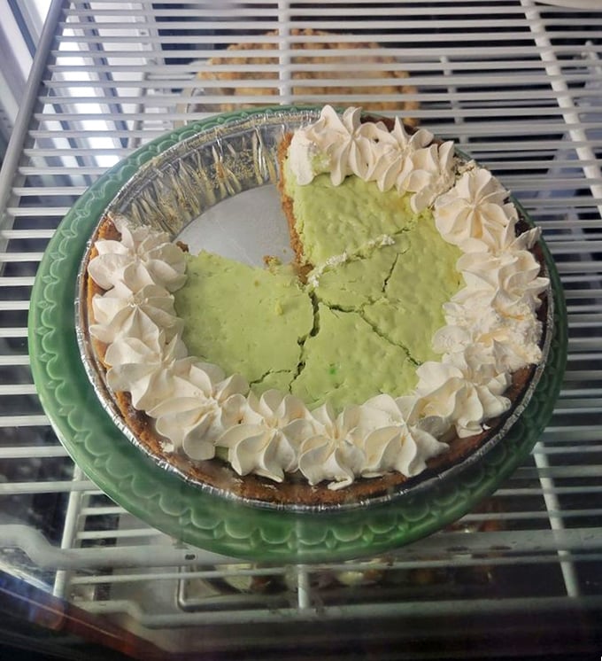 Key lime pie that strikes the perfect balance between tart and sweet – those whipped cream dollops are little clouds of joy.