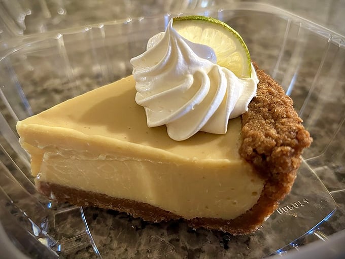 The key lime pie that launched a thousand road trips – that perfect balance of tart and sweet with a graham cracker crust that deserves its own fan club.