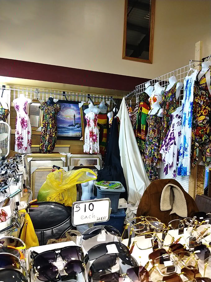 Vintage fashion finds and colorful dresses await new owners. One shopper's castoff becomes another's signature style.
