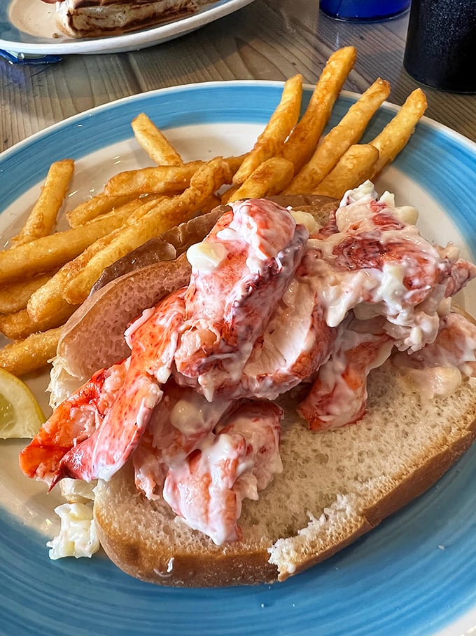 The Maine event! This lobster roll doesn't skimp on the star ingredient—it's practically a crustacean celebration on a toasted bun.