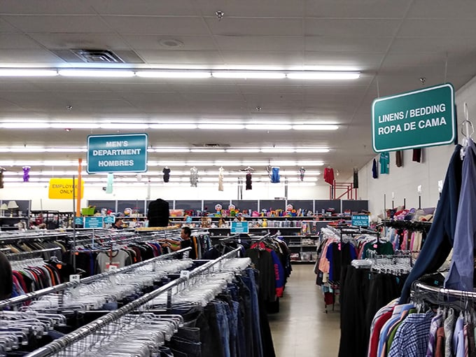 Men's clothing stretches endlessly here, proving that style doesn't have to break the bank or your back.