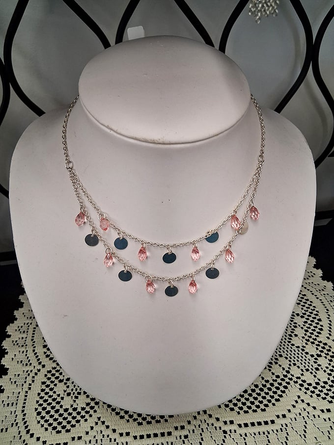 Delicate craftsmanship at bargain prices – this tiered necklace would cost triple at a department store but here waits for its second chance to shine.
