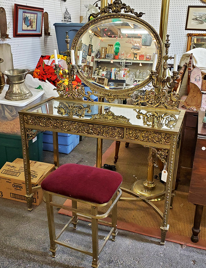 This gilded vanity isn't just furniture—it's a portal to an era when getting ready was an event, not just a morning routine. 