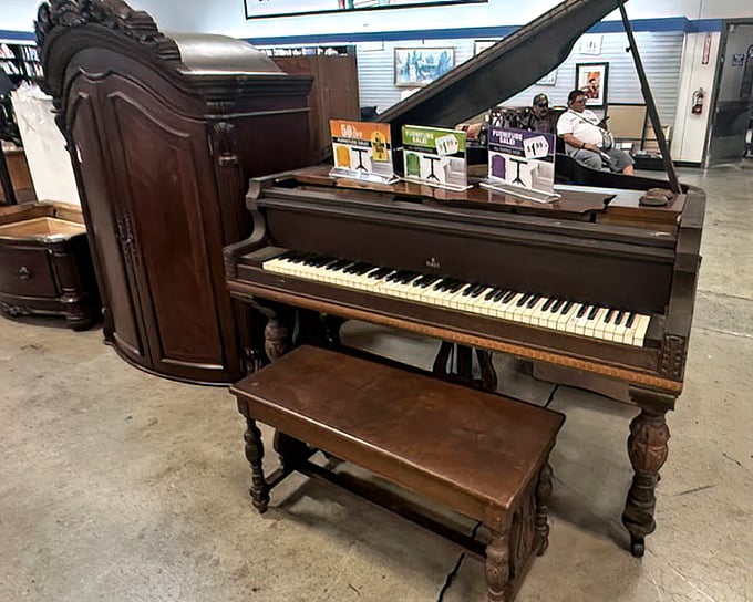 Not just any piano—a time machine with keys. Someone's musical history waiting for new fingers to bring it back to life.
