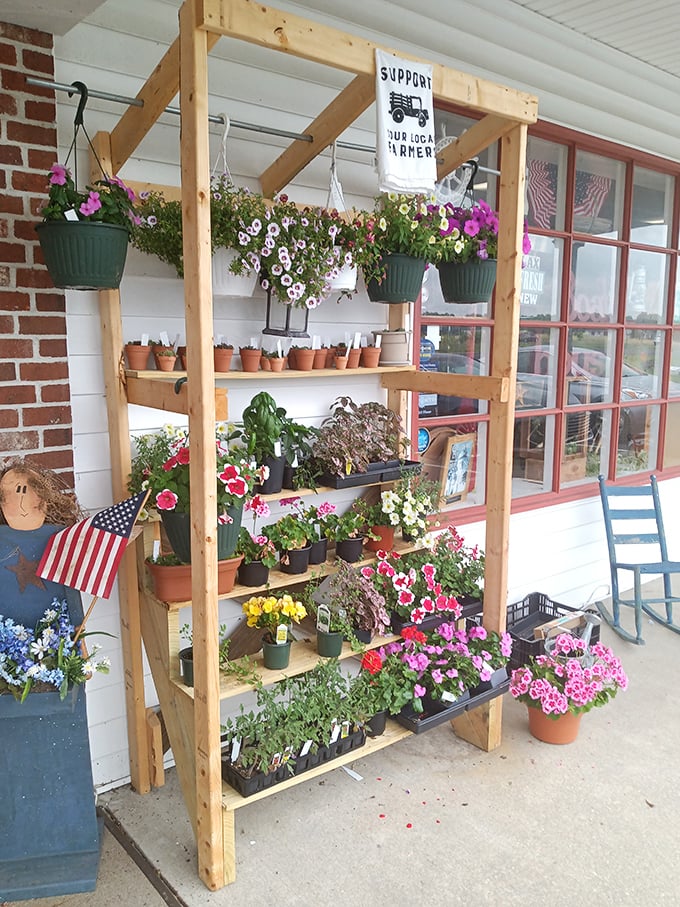 Garden treasures bloom year-round outside the main entrance, proving that Antique Alley's treasures aren't confined to the indoors.
