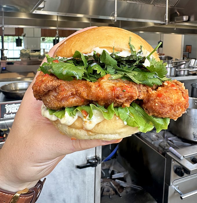 Not all heroes wear capes—some come on brioche buns. This fried chicken sandwich stands tall with crispy perfection and garden-fresh greens.