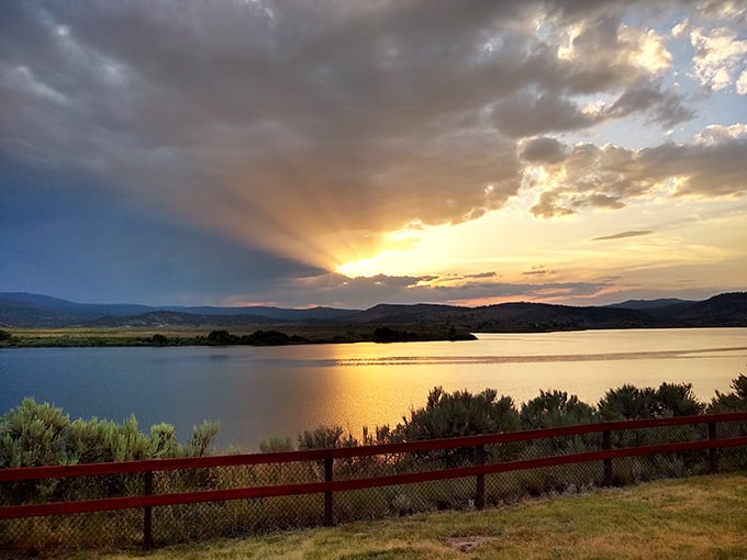 That golden hour when the lake turns to liquid amber and you realize why they named it Unity.