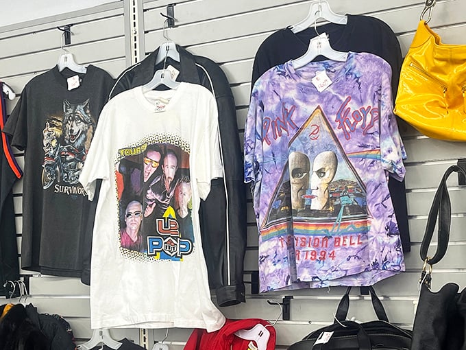 Vintage band tees – the holy grail of thrifting. That Pink Floyd shirt isn't just clothing; it's wearable music history waiting to be rediscovered.