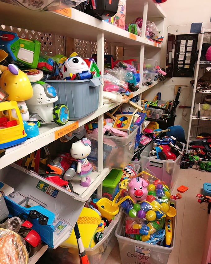 Hello Kitty meets childhood nostalgia in this toy wonderland. Marie Kondo would have a panic attack, but kids find pure joy.