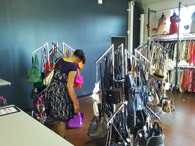 Treasure hunting in progress! The handbag section offers designer deals that make splurging feel suspiciously responsible.
