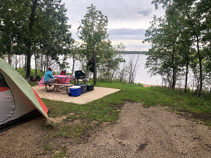 Proof that the best family dining room has no walls—just picnic tables, coolers, and million-dollar views of nature's waterfront.