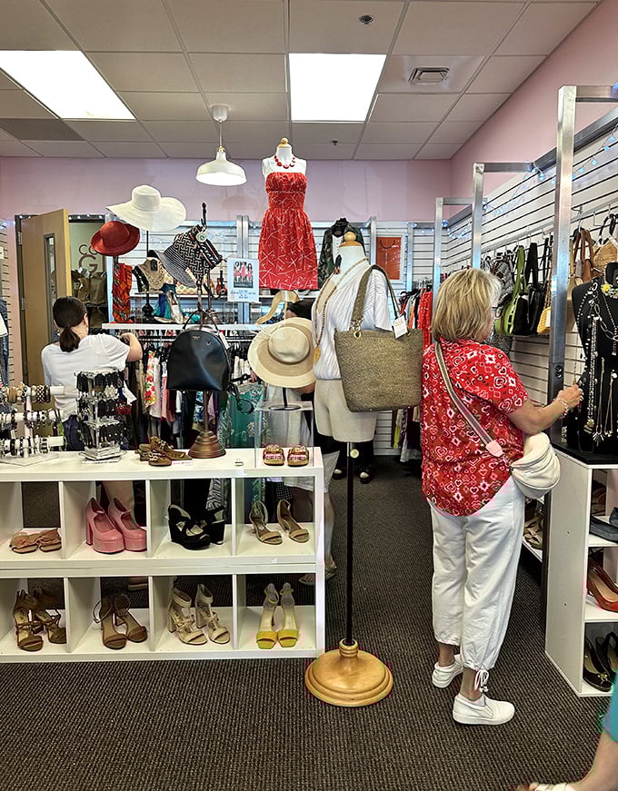 The well-organized clothing department transforms shopping into a scavenger hunt where the prize is looking fabulous for pennies on the dollar.