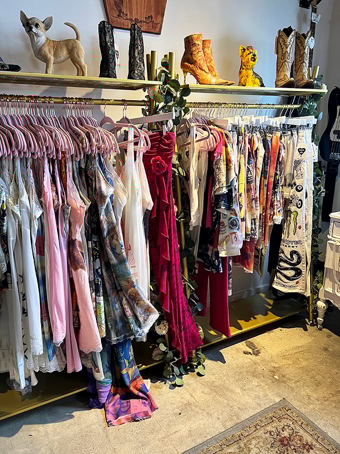 A fashion time capsule awaits, with racks of colorful vintage dresses and those cowboy boots you didn't know you needed until now.